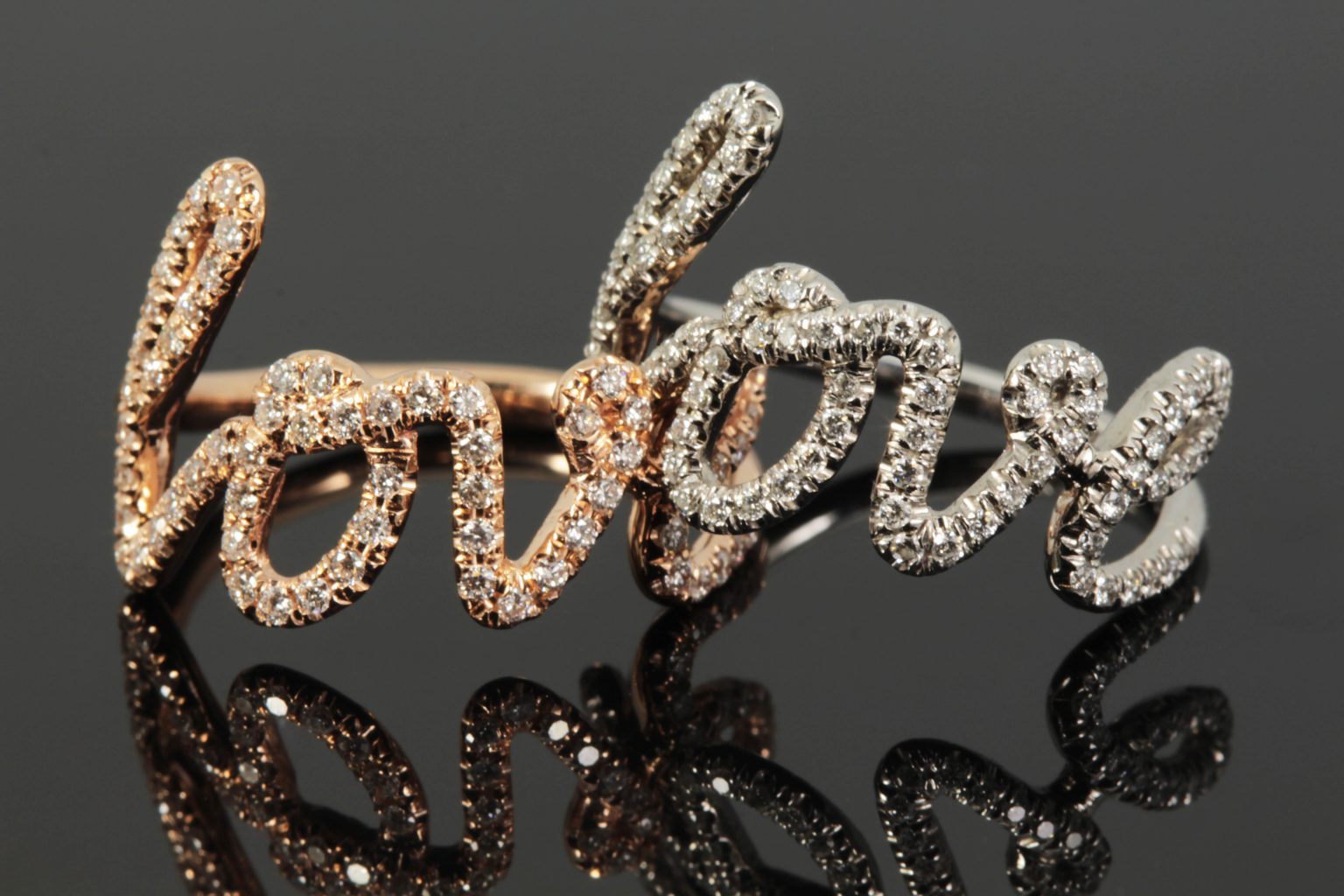 Diamond Cursive Love Ring | Jewellery by Spektor