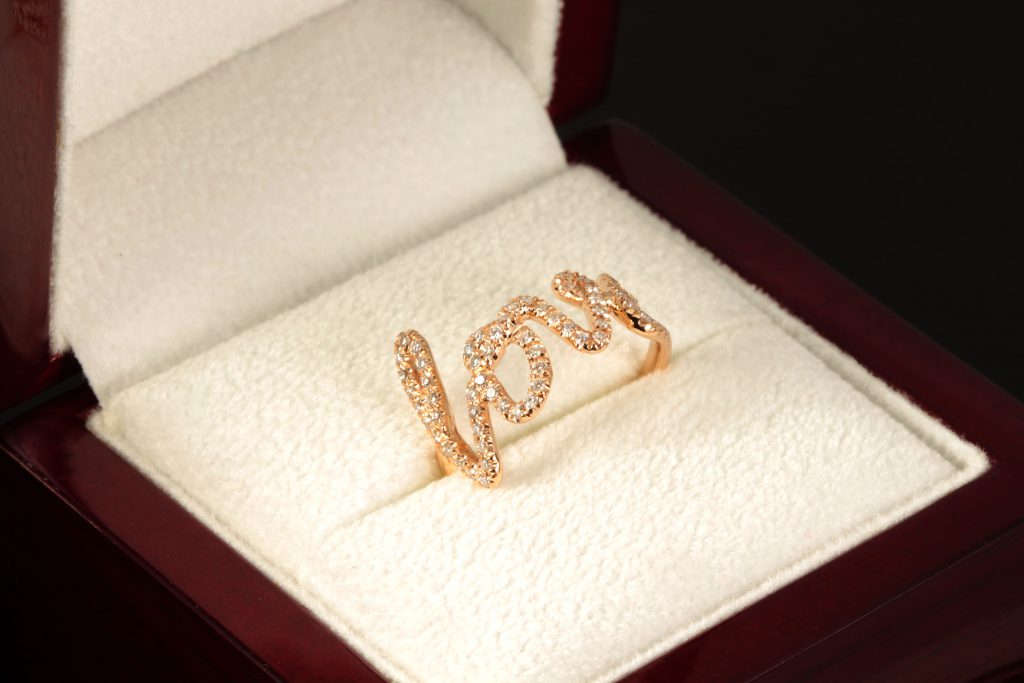 Diamond Cursive Love Ring | Jewellery by Spektor
