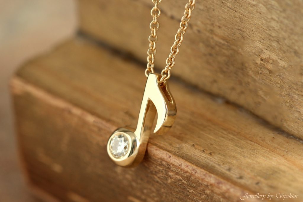 Diamond Music Note Pendant | Jewellery by Spektor