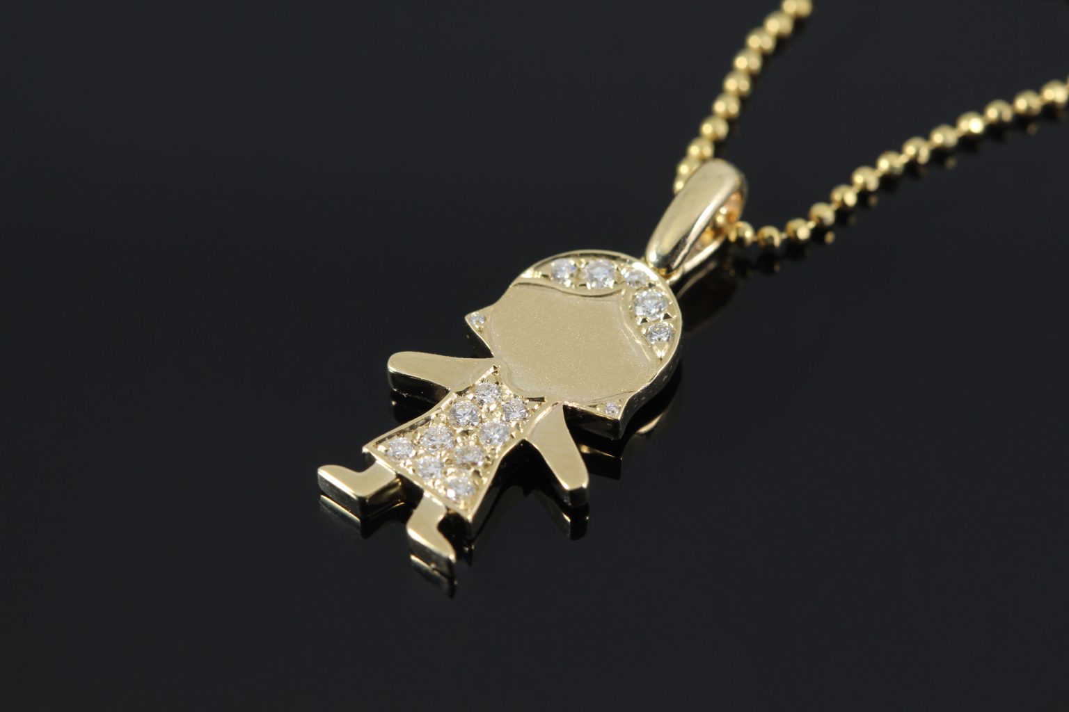 Diamond Girl Gold Pendant | Mom pendant necklace | JBSpektor